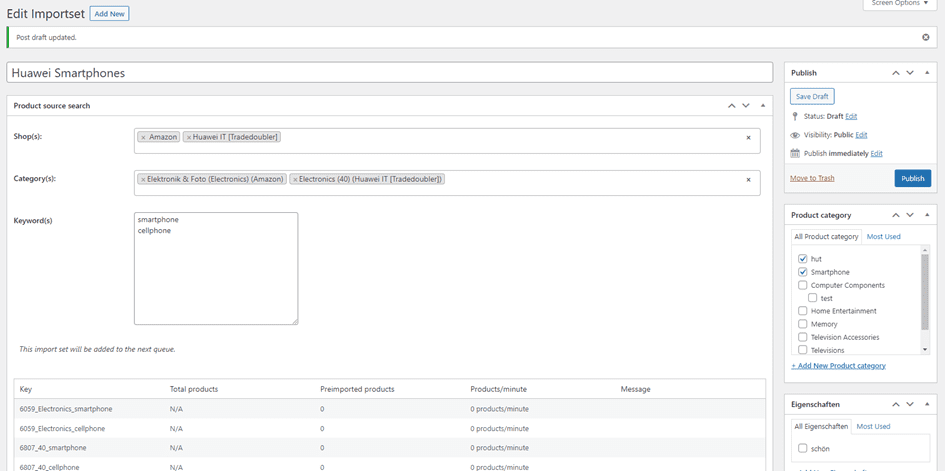 Importsets for products - affiliate-toolkit.com